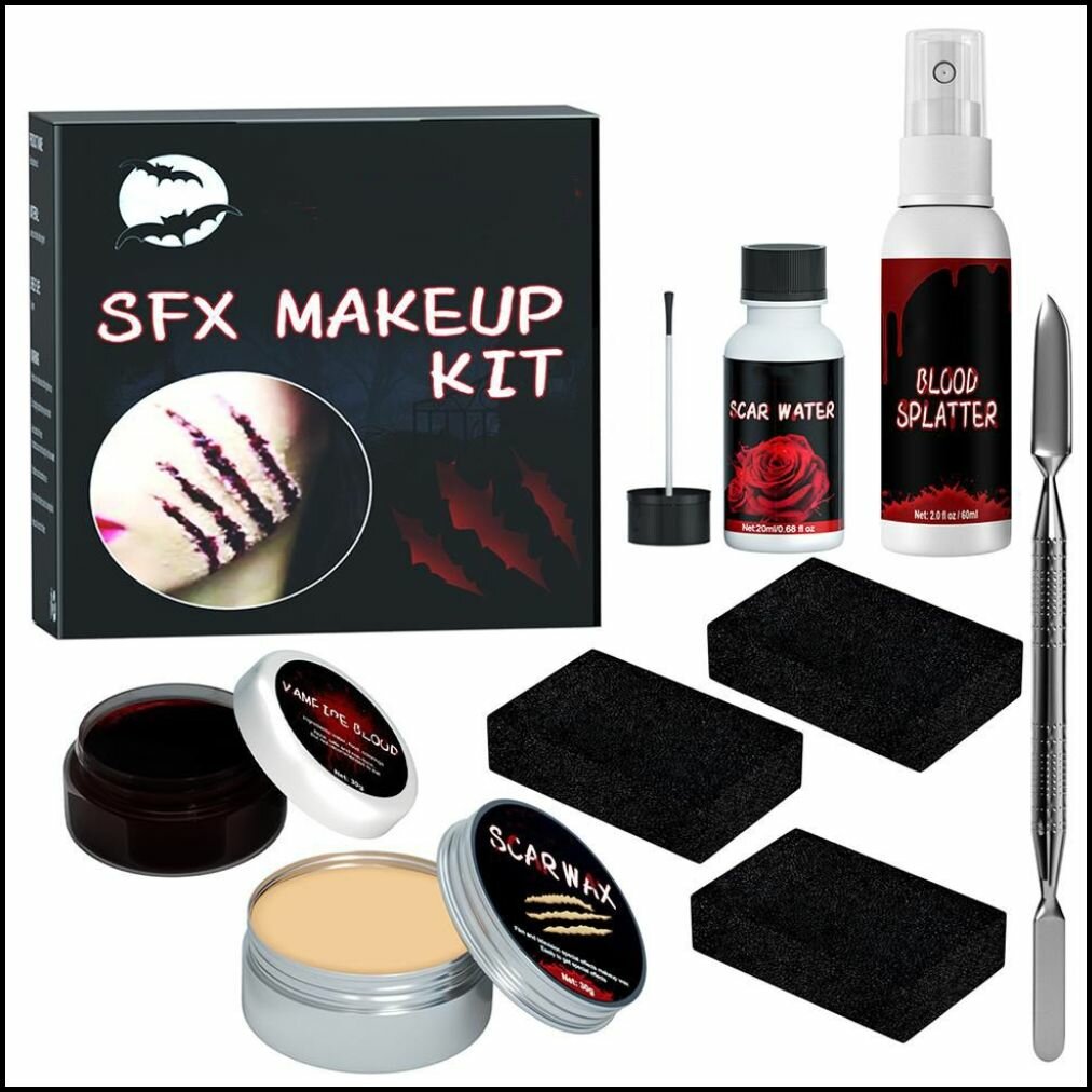 Набор для макияжа со спецэффектами на Хэллоуин, Воск для кожи, Гель для поддельной крови, реквизит для шрамов