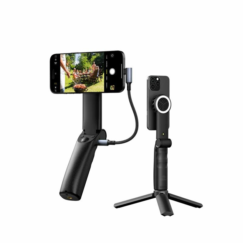 Штатив для телефона магнитный/трипод/селфи палка JSAUX (6 в 1) для Apple iPhone MagSafe батарея ёмкостью 6000 мАч, поддержка SSD (до 1 ТБ), вентилятор, магнитный держатель, регулируемая подсветка