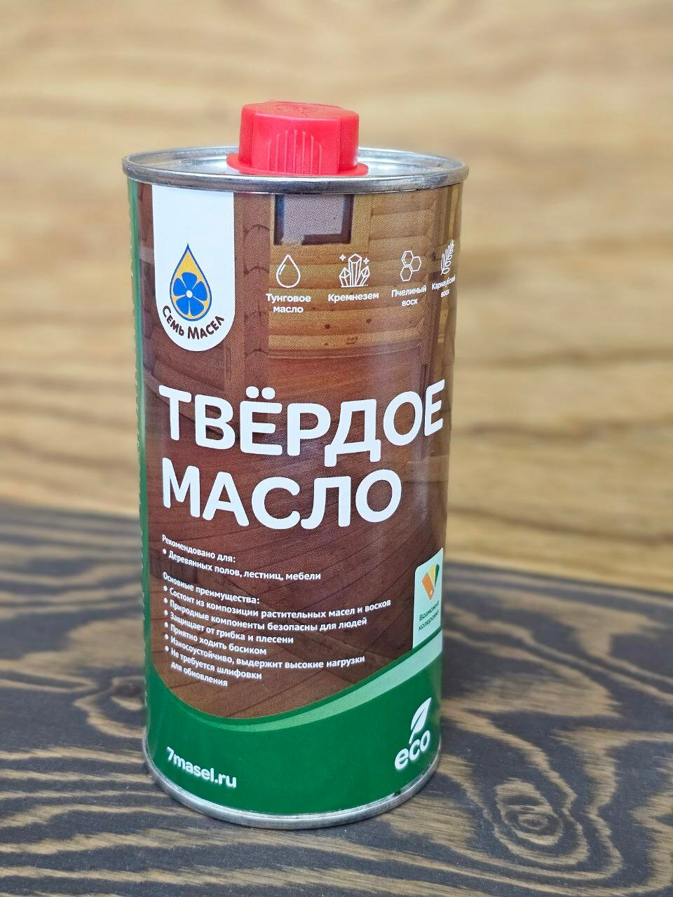 Твердое масло «Семь Масел», 0.45 л, с воском, колеруемое, паропроницаемое