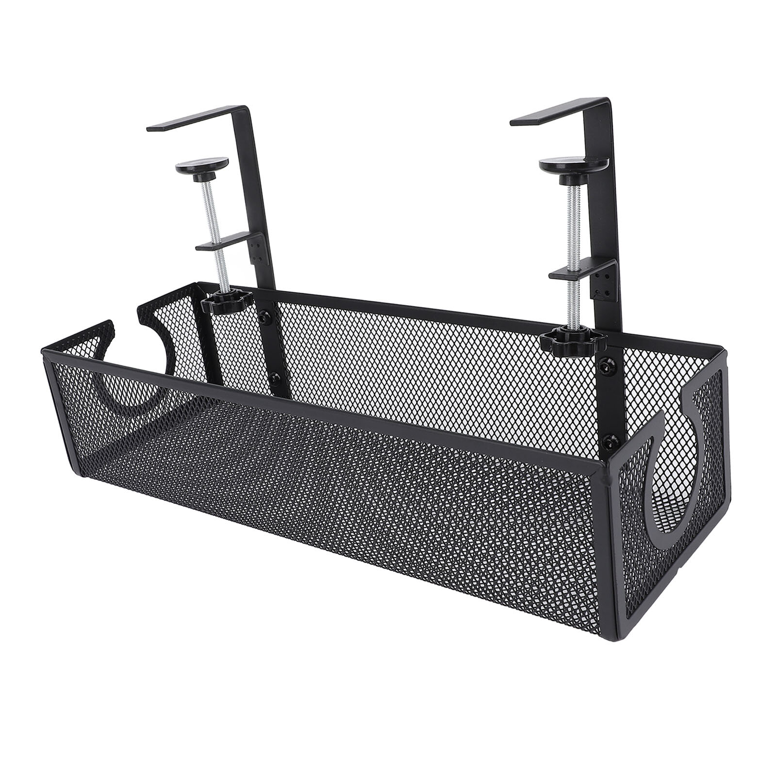 Органайзер для кабелей под столом, лоток для управления кабелями из углеродистой стали, боковое отверстие круглой формы, трапециевидный органайзер для проводов для учебы и офиса, черный.