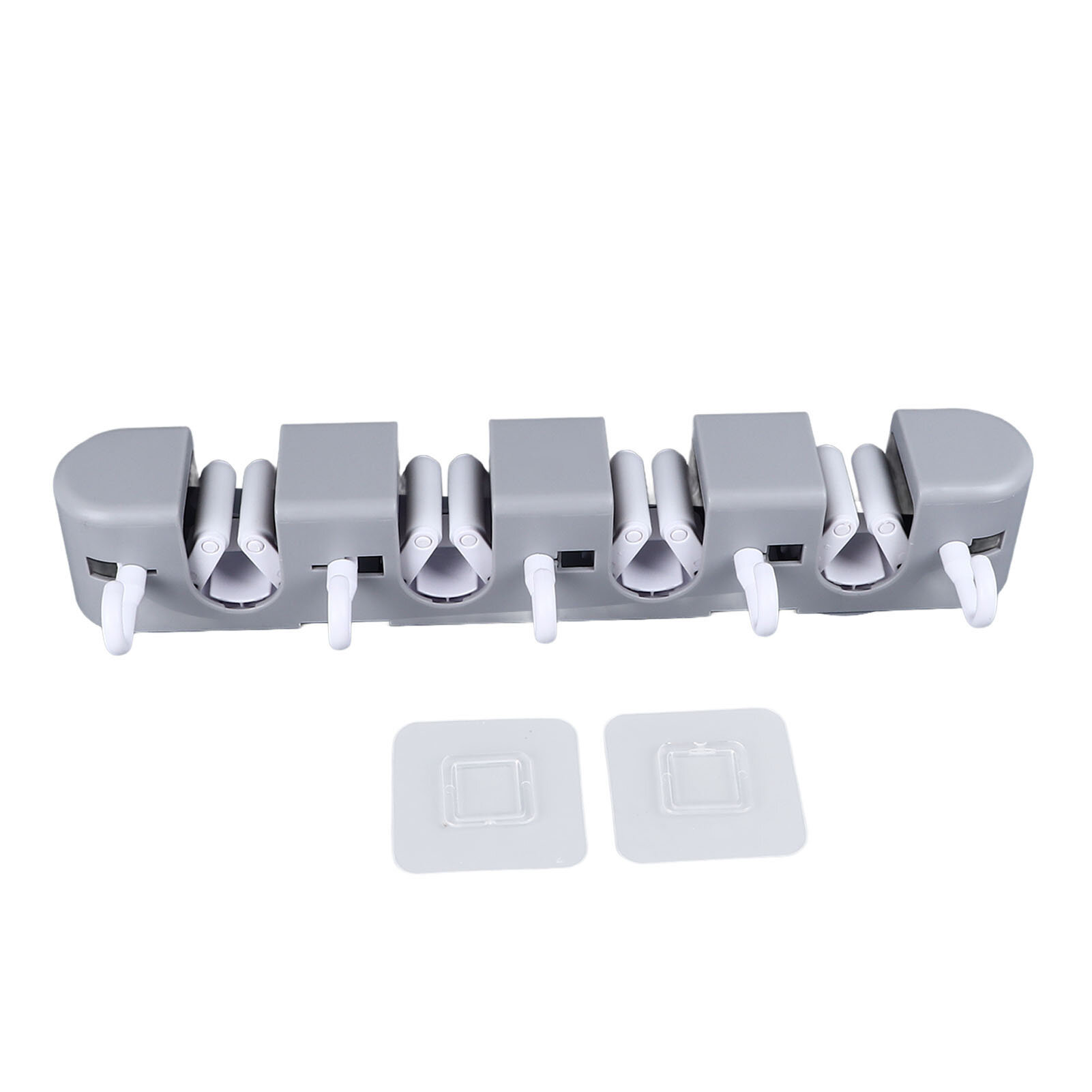 Настенный держатель для швабры, 4 зажима, клейкая настенная вешалка для швабры с крючками для кухни, ванной комнаты, прачечной, серый цвет