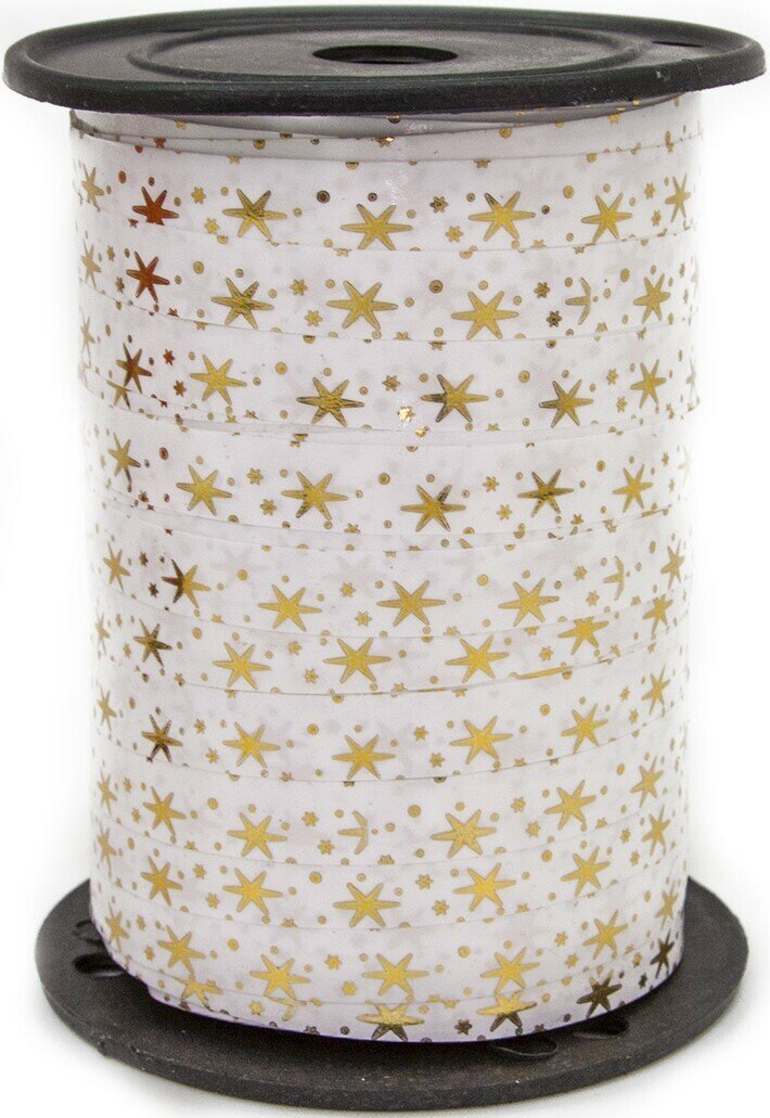 Лента декоративная Мультипак Золотые искры белый металлик 1х9144 см