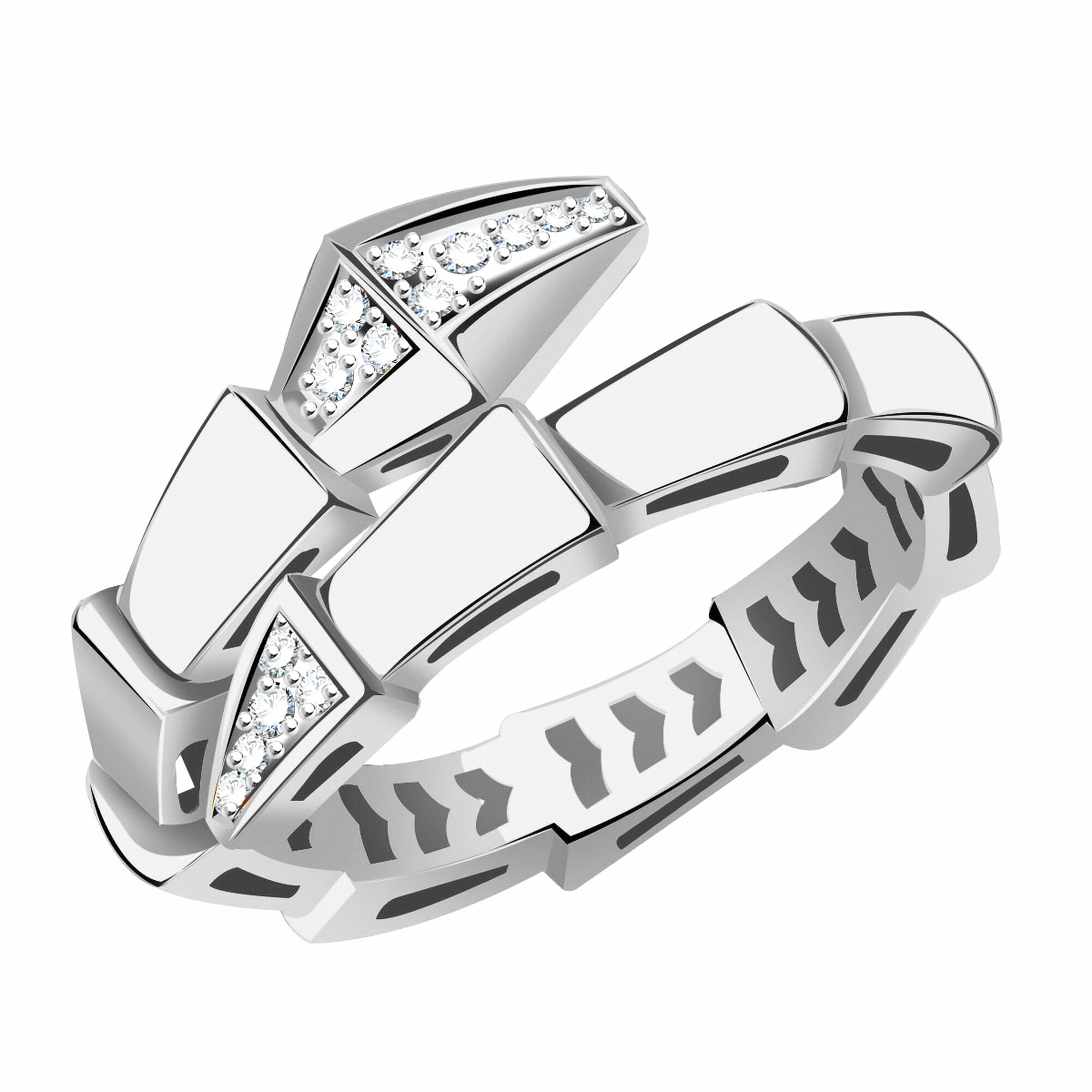 Кольцо, серебро, 925 проба, родирование, фианит