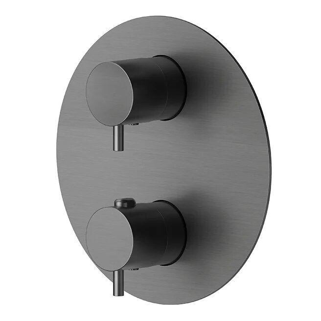 Термостатический смеситель встраиваемый Newform X-Steel 316 69663EX.59.064 С внутренней частью, из нержавеющей стали, настенный, вороненая сталь, матовый, брашированный