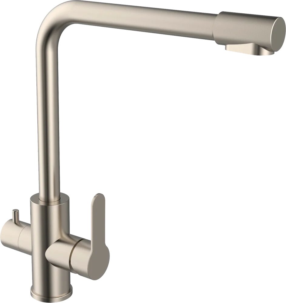 Смеситель для кухни Orange Steel Steel M99-008NI с поворотным изливом, матовый, однорычажный, нержавеющая сталь, с керамическим картриджем