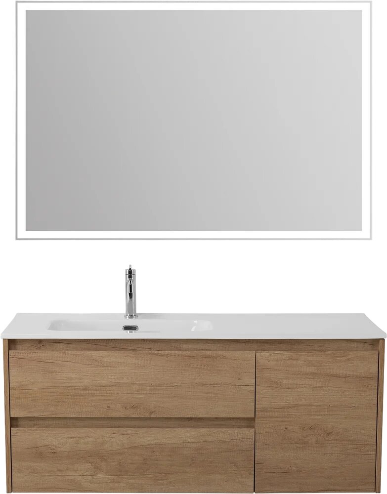 Мебель для ванной комнаты BelBagno Kraft 120 L, 2 ящика, дверца, rovere nebrasca nature