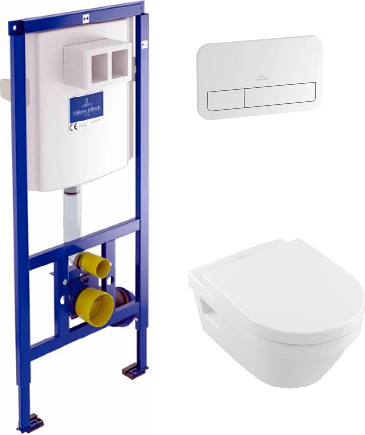 Комплект 3 в 1 Унитаз подвесной Villeroy & Boch Omnia Architectura 5684HR01 / Кнопка Viconnect 9224 9068 цвет белый / Инсталляция 9224 6100