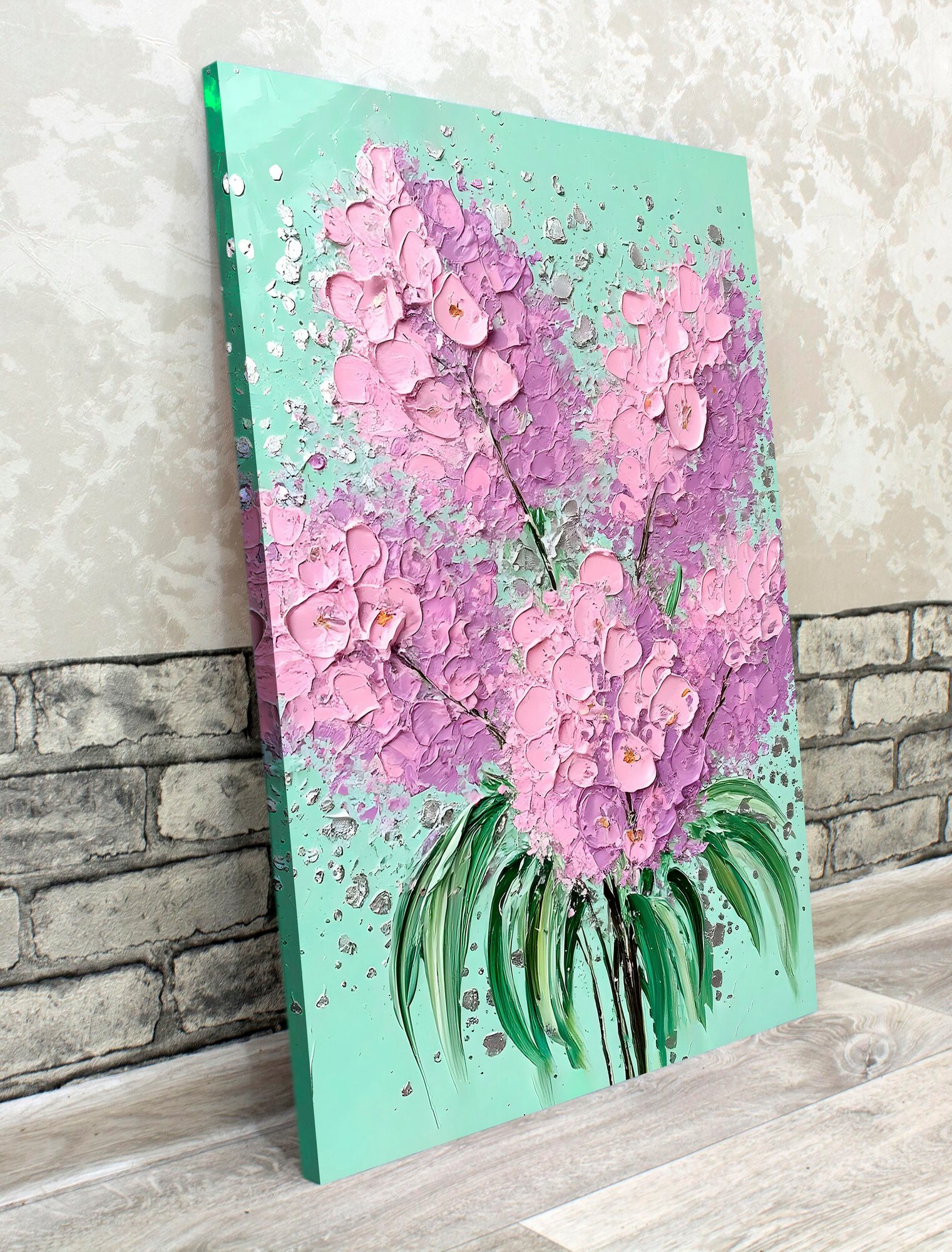 Картина модульная на стену "Флоксы в серебре" 50 сантиметров х 70 сантиметров