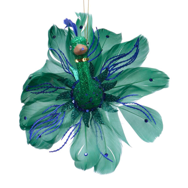 Елочная игрушка Павлин Рауль - Carnevale Pavone 22 см, Kaemingk, 727094-3