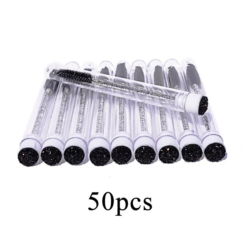 Щетки для ресниц многоразовые, 50 шт, Handle Color: 50-BK-B-SZ
