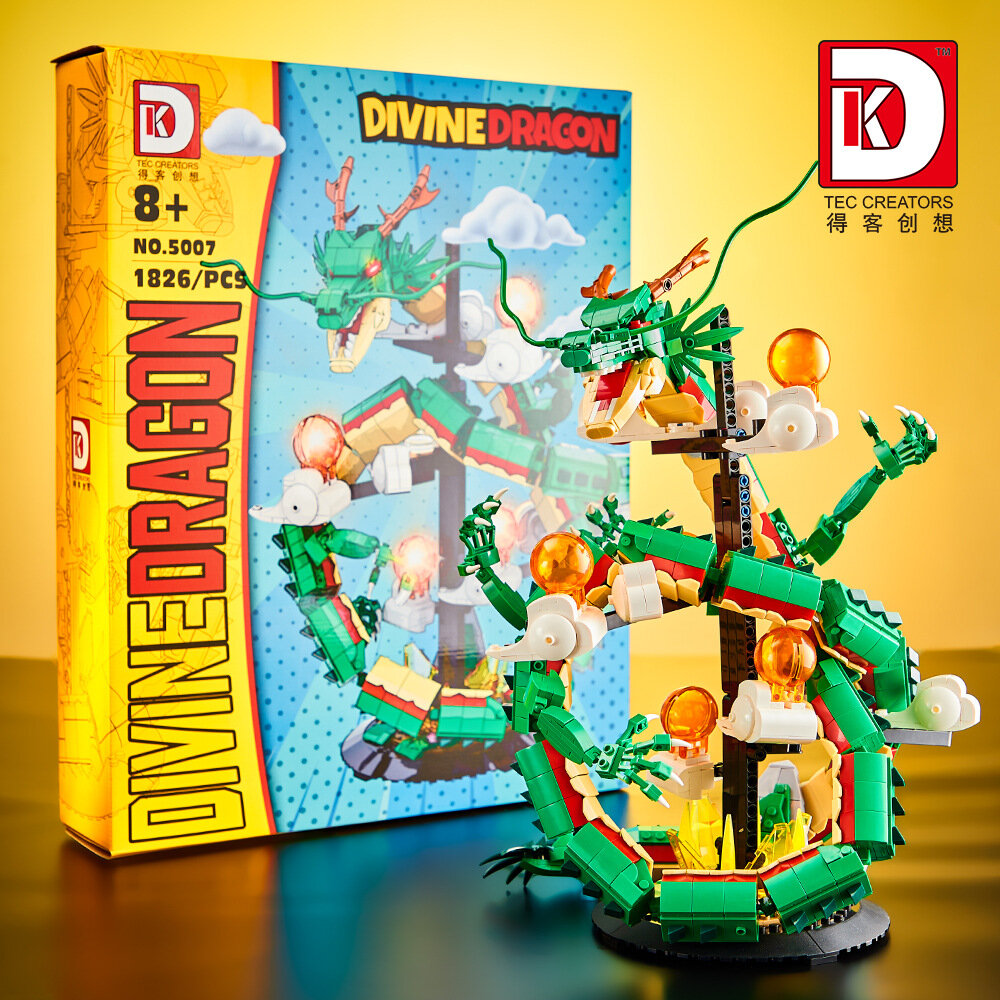 Deke 5007 Seven Blue Dragon Ball Строительные блоки Shenlong Nine Tails Собранный цельный Огненный король Тень Телефон Модель насекомого Орнамент Трансграничный