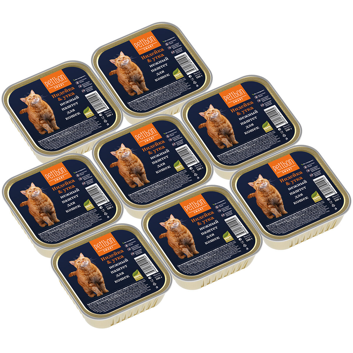 Корм влажный Petibon Smart для кошек паштет, индейка утка, 100 г х 8 шт