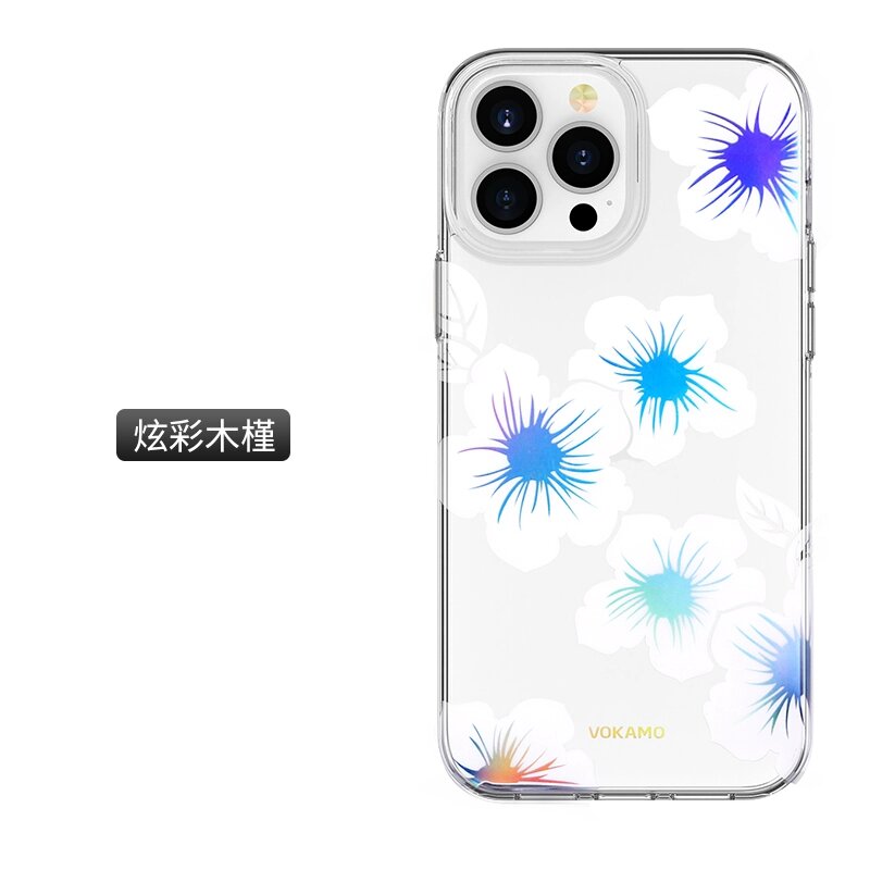 Вокамо iPhone 13 Pro Полная защита чехол с цветным принтом гибискус, беспроводная зарядка, ударопрочный для женщин