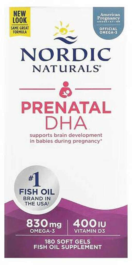 Nordic Naturals, Prenatal DHA, омега-3 и D3 без ароматизаторов, 830 мг, 180 капсул