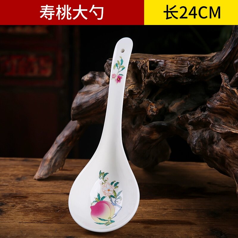 Керамическая ложка для супа в китайском стиле, большая бытовая ложка для супа с длинной ручкой для подачи супа, большая