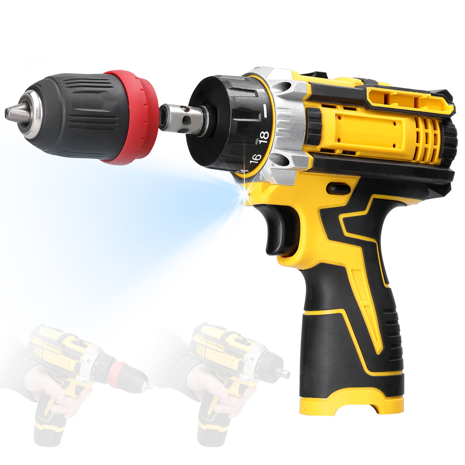 Электрическая дрель 2-в-1, 12 В, с щеточным двигателем, многофункциональный электроинструмент для дома, мебели, автомобилей, ремонта электроники, 2 слота для хранения сверл