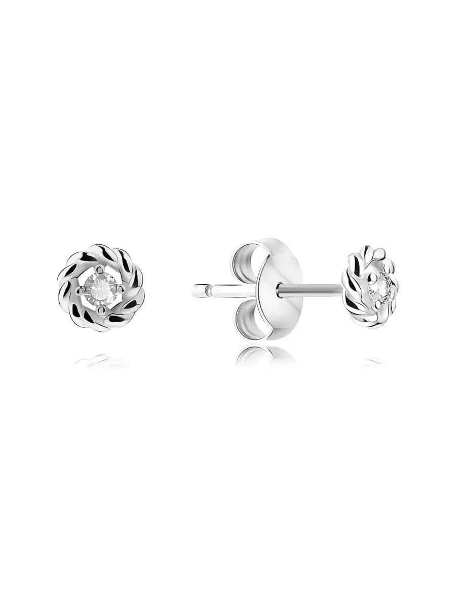 Серьги пусеты, серебро, 925 проба, циркон