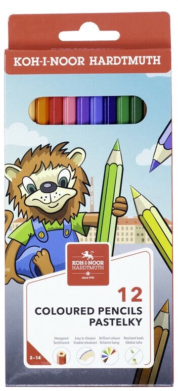 Цветные карандаши KOH-I-NOOR Набор карандашей цветных "Lion" KOH-I-NOOR, 12цв. (картон. коробка)