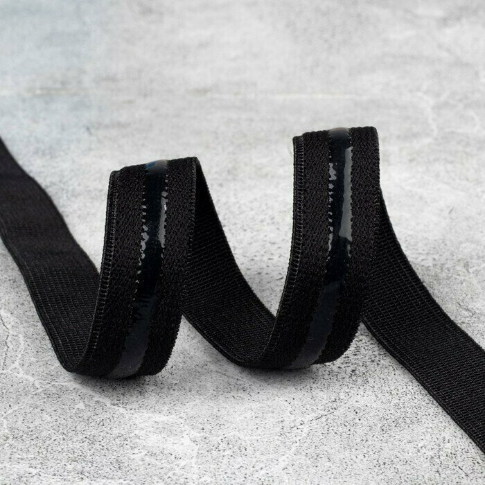 Резинка с силиконом, 15 мм, 10 1 м, цвет чёрный