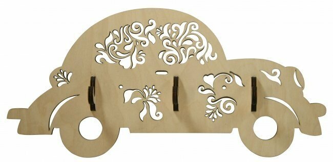 Деревянные заготовки / Декупаж, деревянная заготовка для творчества "Добрый мастер" №14015 "Вешалка машинка" 37,5*17,5см (1шт)