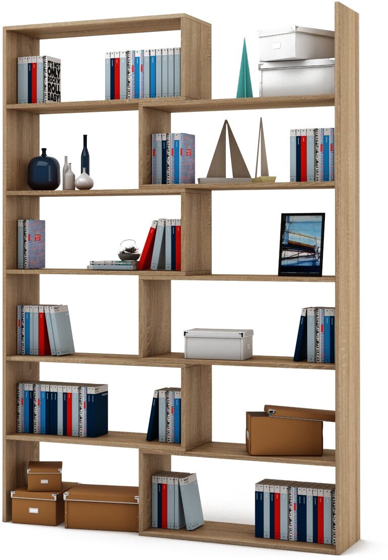 Стеллаж ВМФ Фрегат 2, раздвижной, угловая конструкция, открытые полки, дуб сонома, ЛДСП