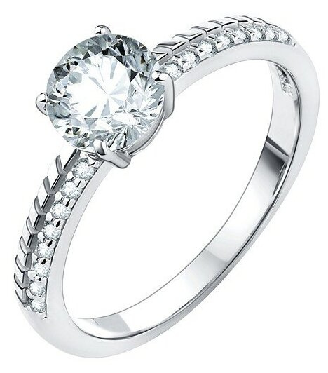 Кольцо, серебро, 925 проба, фианит