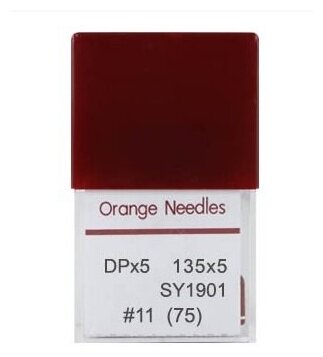 Иглы "ORANGE NEEDLES" прямострочка №75 (толстая колба) 100шт.