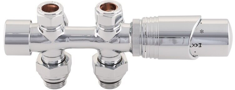 Узел нижнего подключения DUO универсальный с термоголовкой М30х1,5 хром
