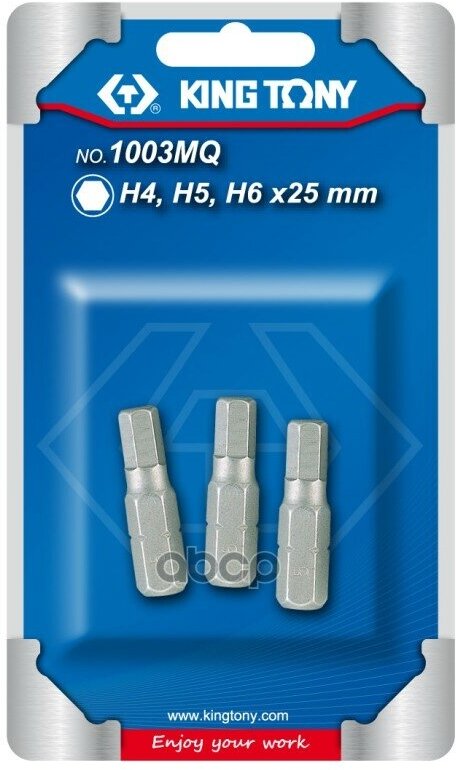 Набор вставок, бит 1/4, HE x, 4, 5, 6 мм, 3 предмета KING TONY 1003MQ KING TONY арт. 1003MQ