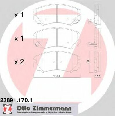 Колодки торм HYUN COUP / ELANT / SONAT / TUCS KIA MAGEN / SPOR F 00 / 06- ZIMMERMANN 238911701
