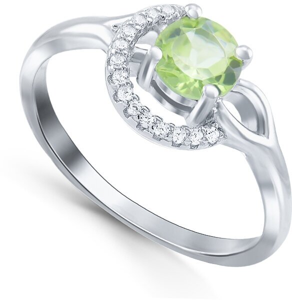 Кольцо, серебро, 925 проба, хризолит, фианит