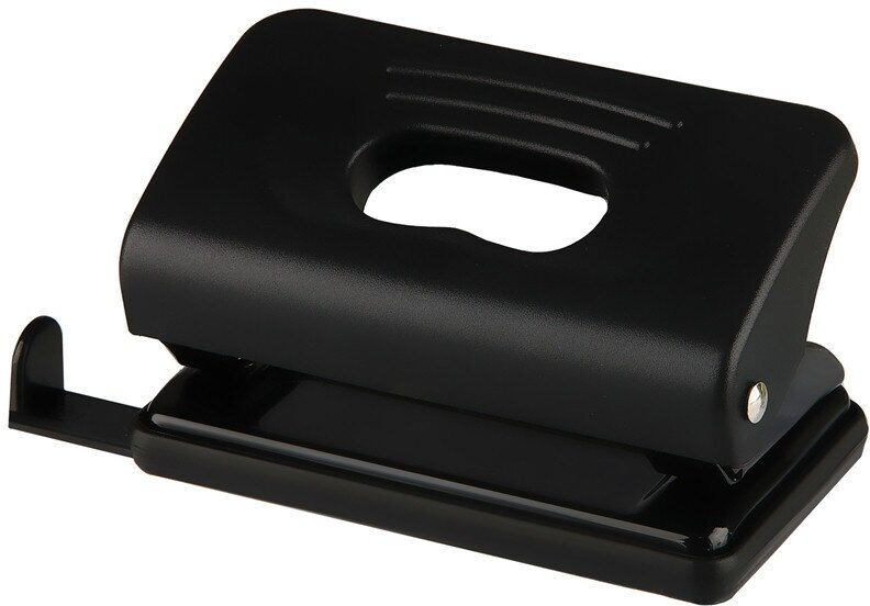 Дырокол OfficeSpace 10л, пластиковый, черный, с линейкой, 222111