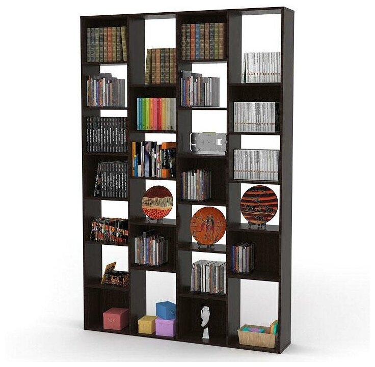 Стеллаж-перегородка для зонирования комнаты Магмебель Смарт-47 венге