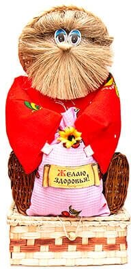 Большой подарочный Домовой Хранитель на шкатулке с мешком 36 см