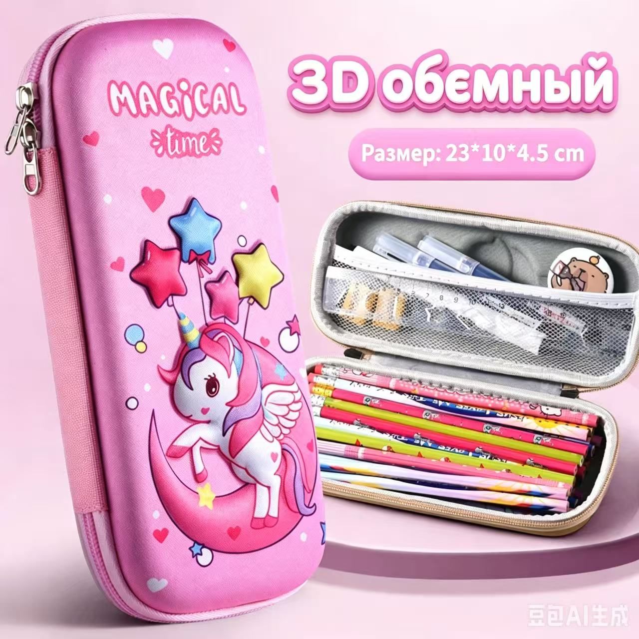 Мультяшный пенал EVA двухслойный черный космический корабль большая емкость