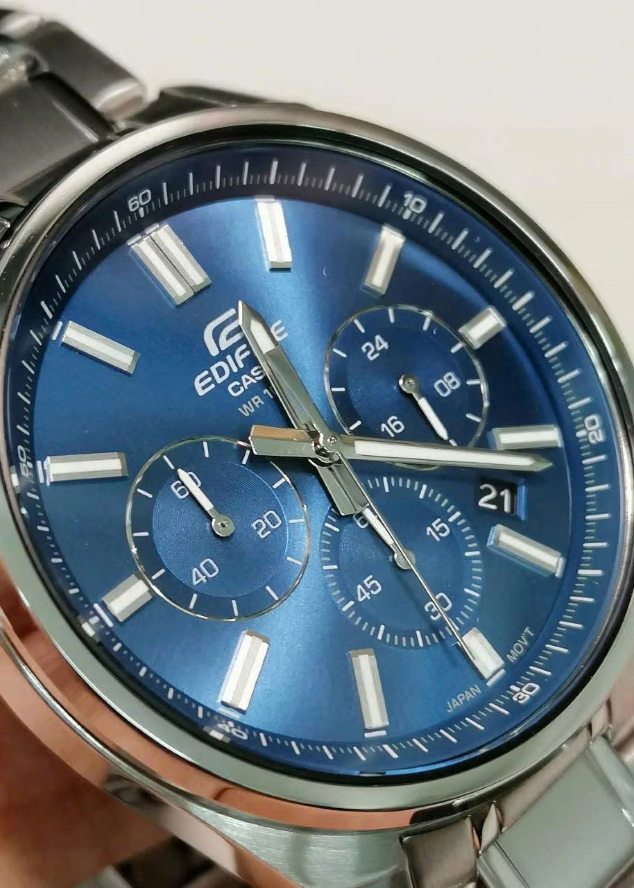 Наручные часы CASIO Edifice, серебряный, синий — фото 1
