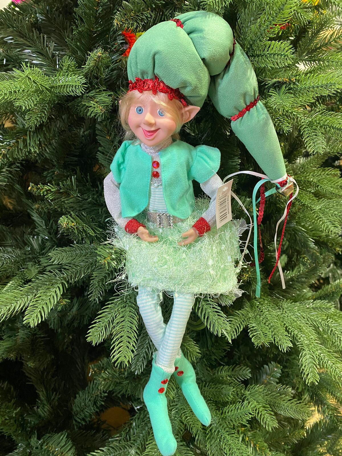 Декоративная новогодняя игрушка Эльф в колпаке