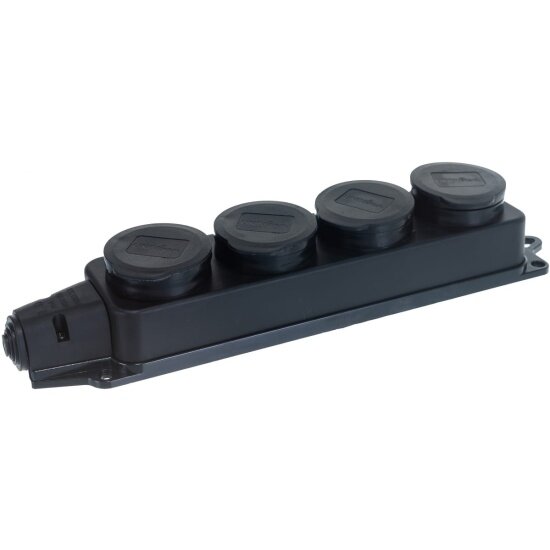 Колодка удлинителя Universal 4-м 1ф с заглушками каучук 1029