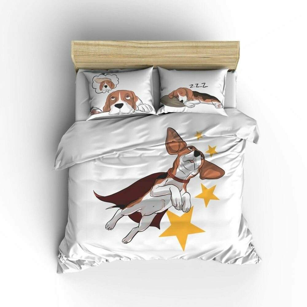 Арт комплект постельного белья Жизнь Бигля, 2х спальный, 50/70