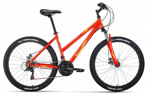 Женский велосипед Forward IRIS 26 2.0 D (26" 18 ск. рост. 17") 2022, красный/желтый, RBK22FW26740