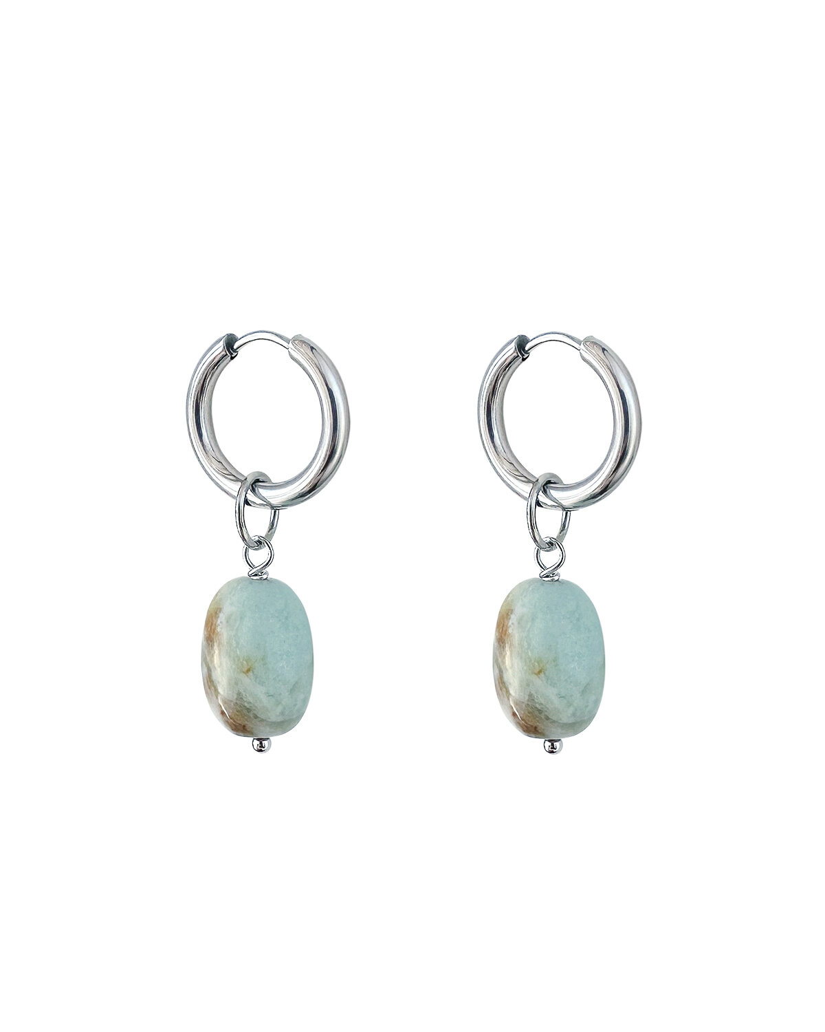 Серьги конго, с подвесками, халцедон