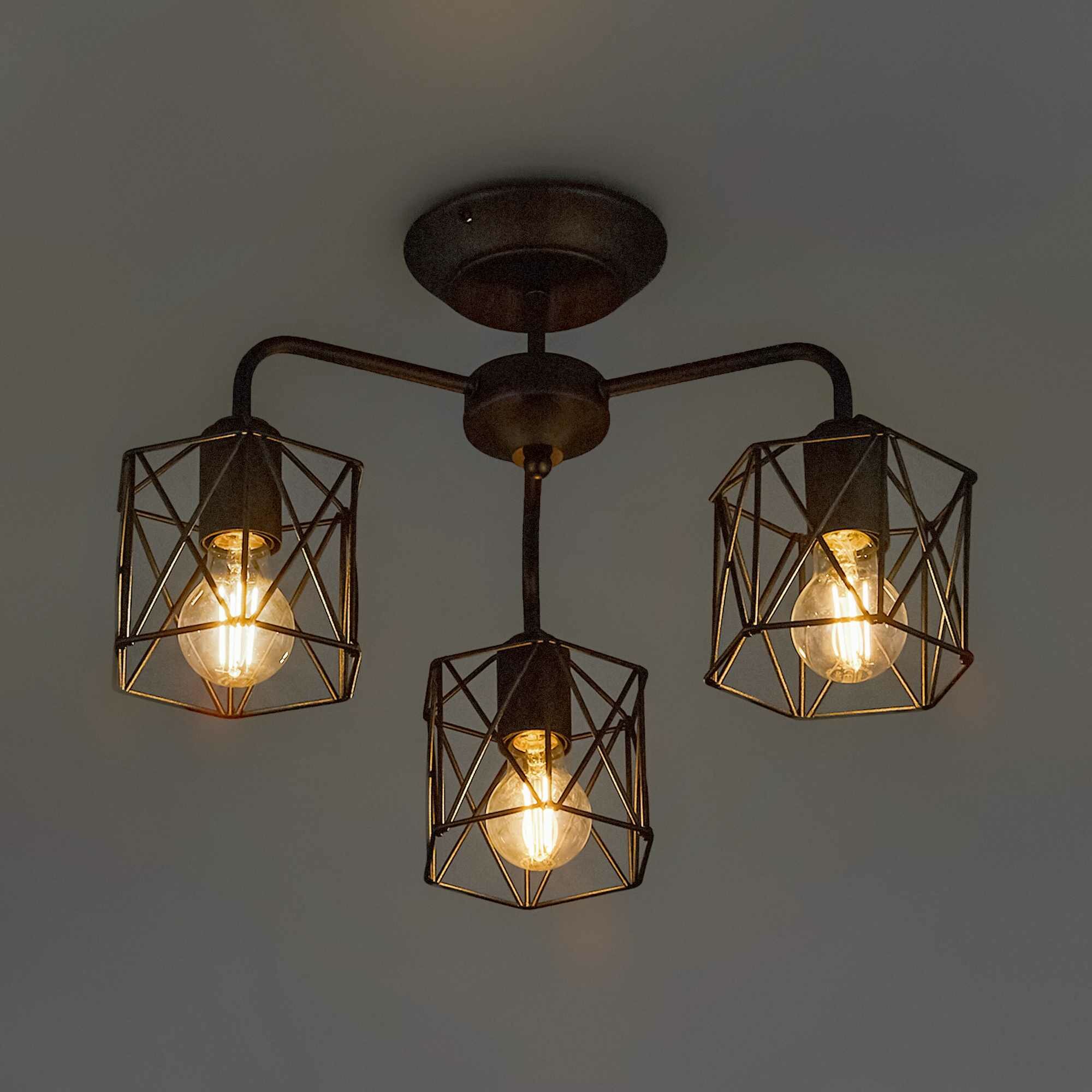 Люстра потолочная Vitaluce Актавия блэк 3 лампы 9м? E27 цвет черный матовый