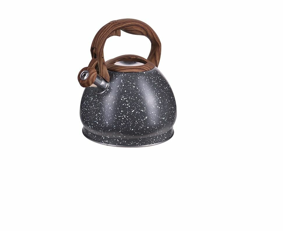 Чайник со свистком 3 л, серый мраморный