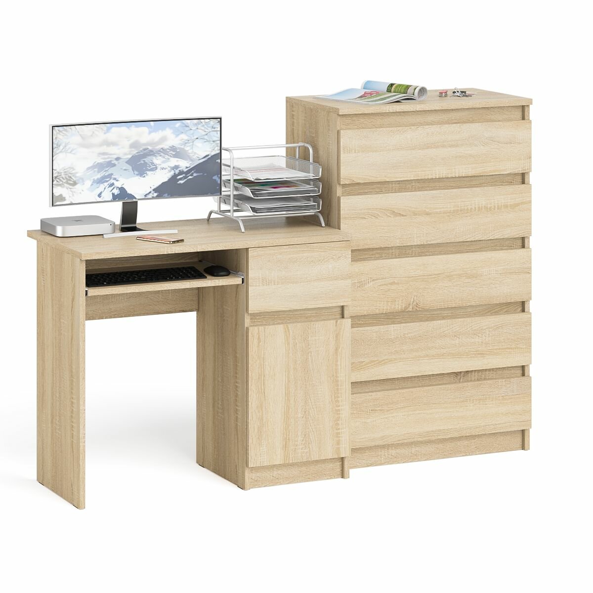 Компьютерный стол для дома, для школьника письменный Спасибо-Мебель 161см дуб сонома