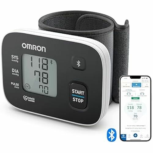 Клинически проверенный наручный монитор OMRON RS3 Intelli IT с бесплатным приложением для смартфона для iOS/Android, манжетой размером 5,3 8,5 дюйма, управлением сиденьем манжеты и 30 слотами памяти
