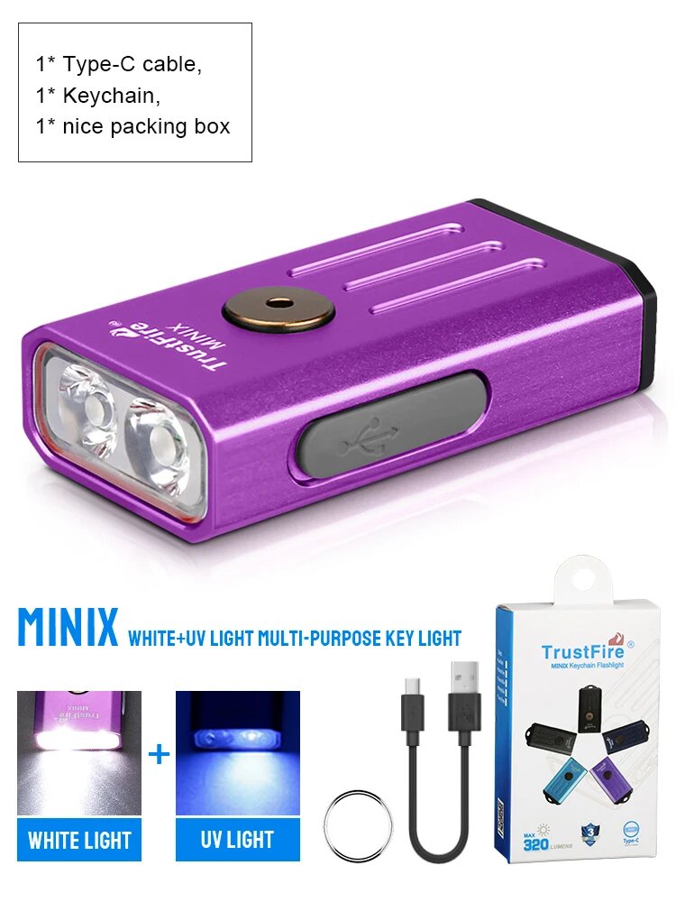 Trustfire Minix фиолетовый фонарик-брелок с UV-светом