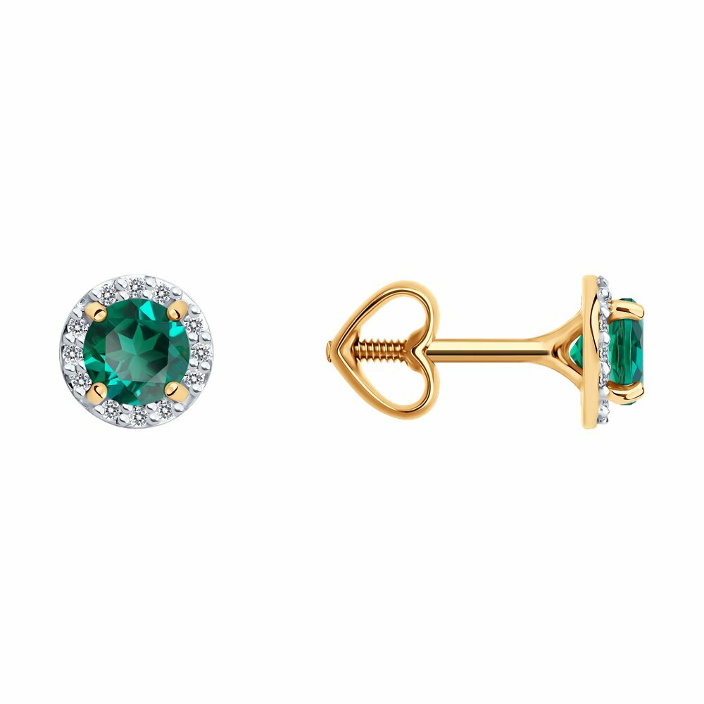 Серьги пусеты, красное золото, 585 проба