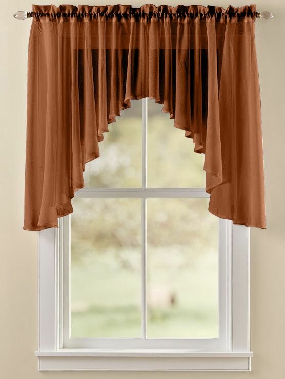 Кухонные шторы из тюля вуаль на ленте под крючки арт-АРКА-105