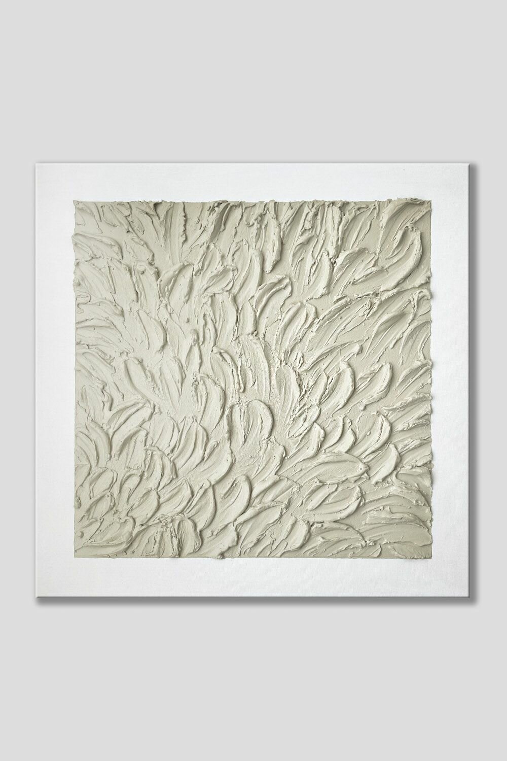 Картина на холсте ручной работы квадратная DECORMARKT Бежевые Штрихи №2, 50х50 см