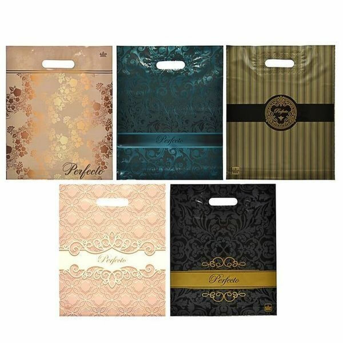 Пакет ПДФ Серия Перфекто с петлевой ручкой 37*30см (в ассортименте) 25шт.